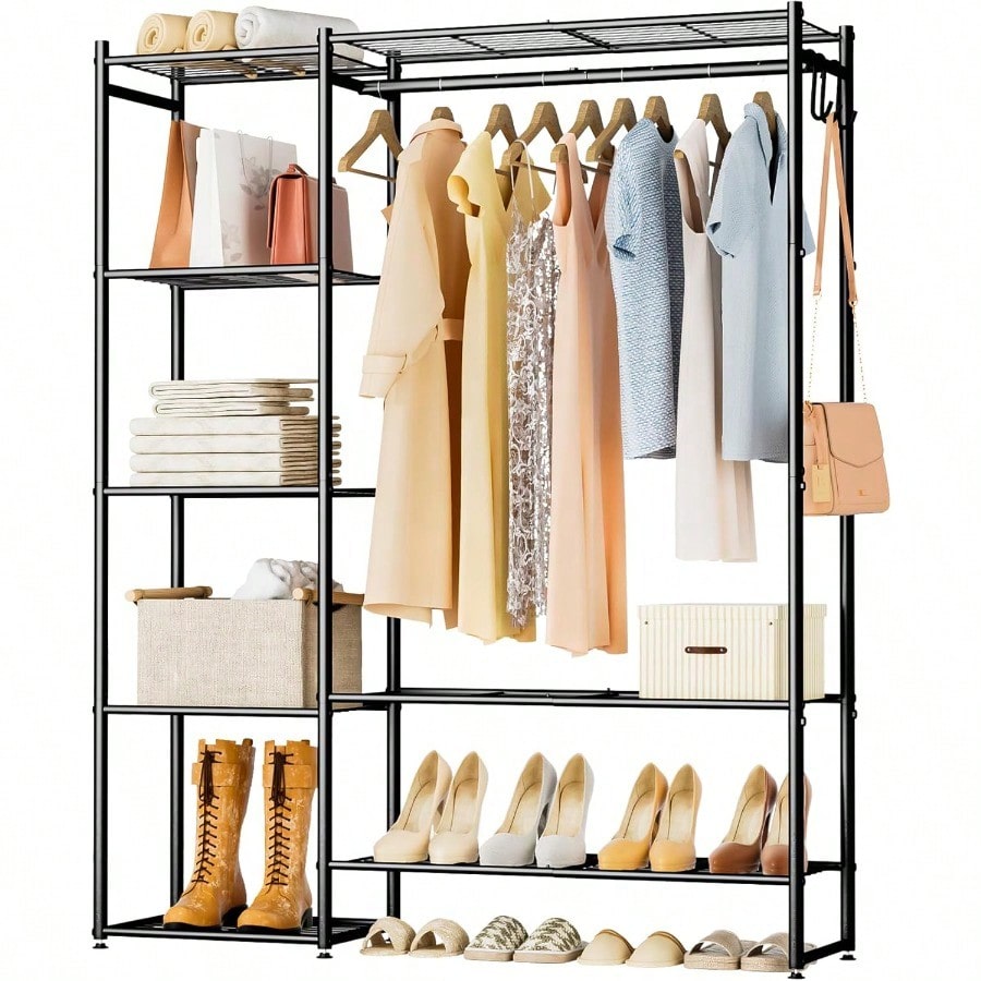 Wardrobe Closet Portable Clothing Rack For Hanging Clothes Free ...