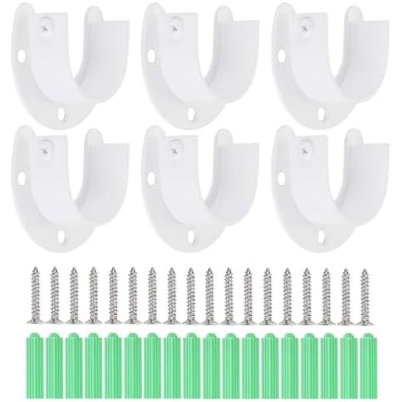 Wardrobe Closet Rod Bracket 6 Pack Closet Pole Brackets for Wall with ...