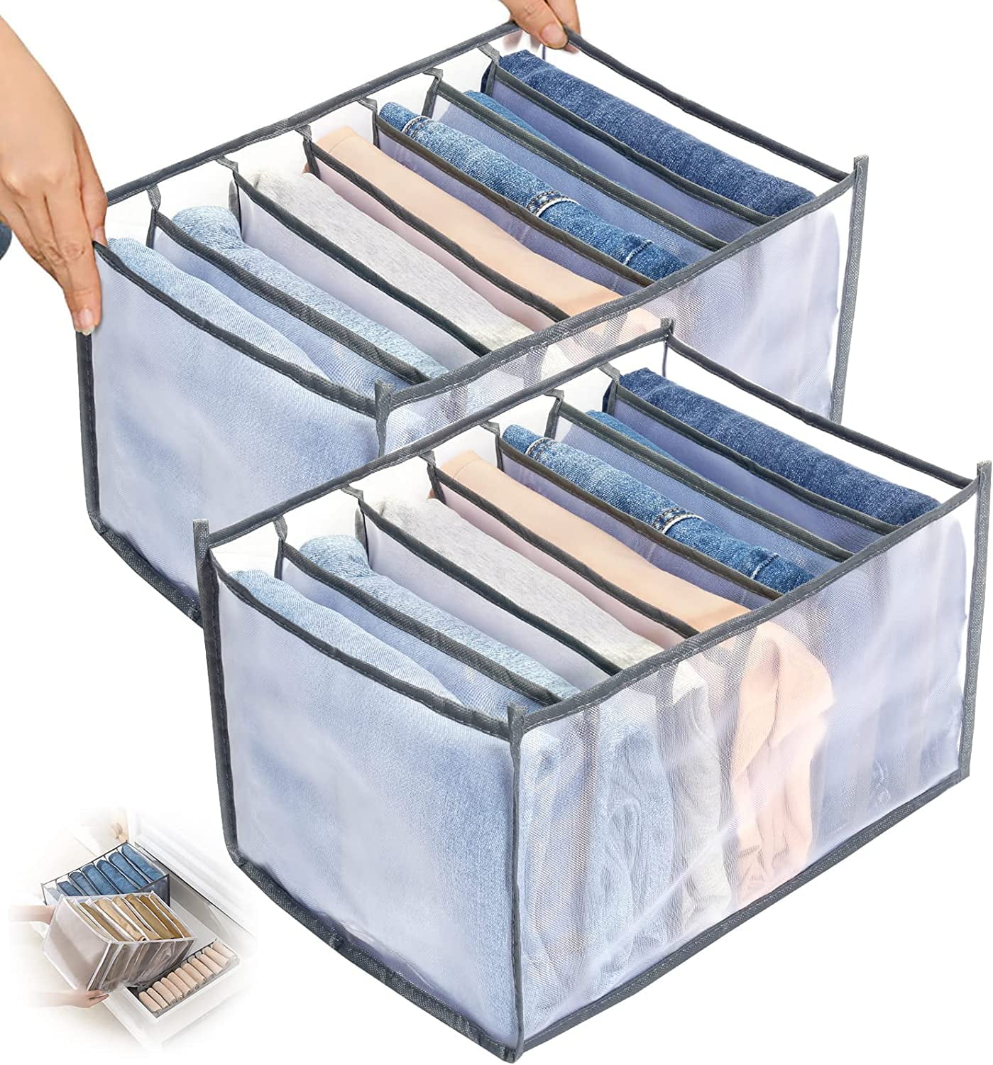 Wardrobe Clothes Organizer 7 Grids, Folded Clothes Organizer for Closet ...
