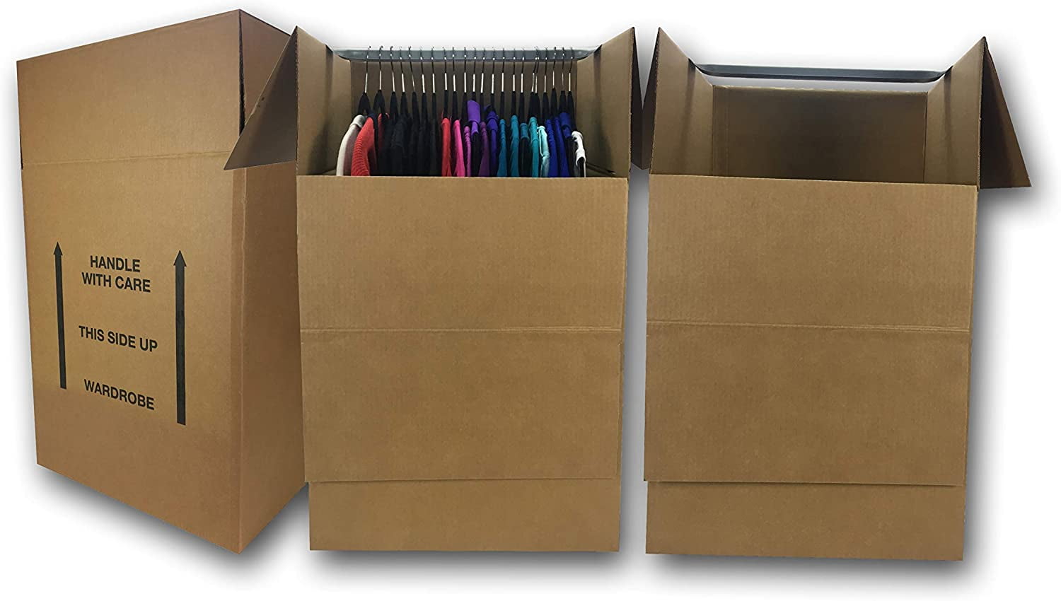 Wardrobe Clothing Moving Boxes with Bar - 24" x 24" x 40", 3-Pack ...