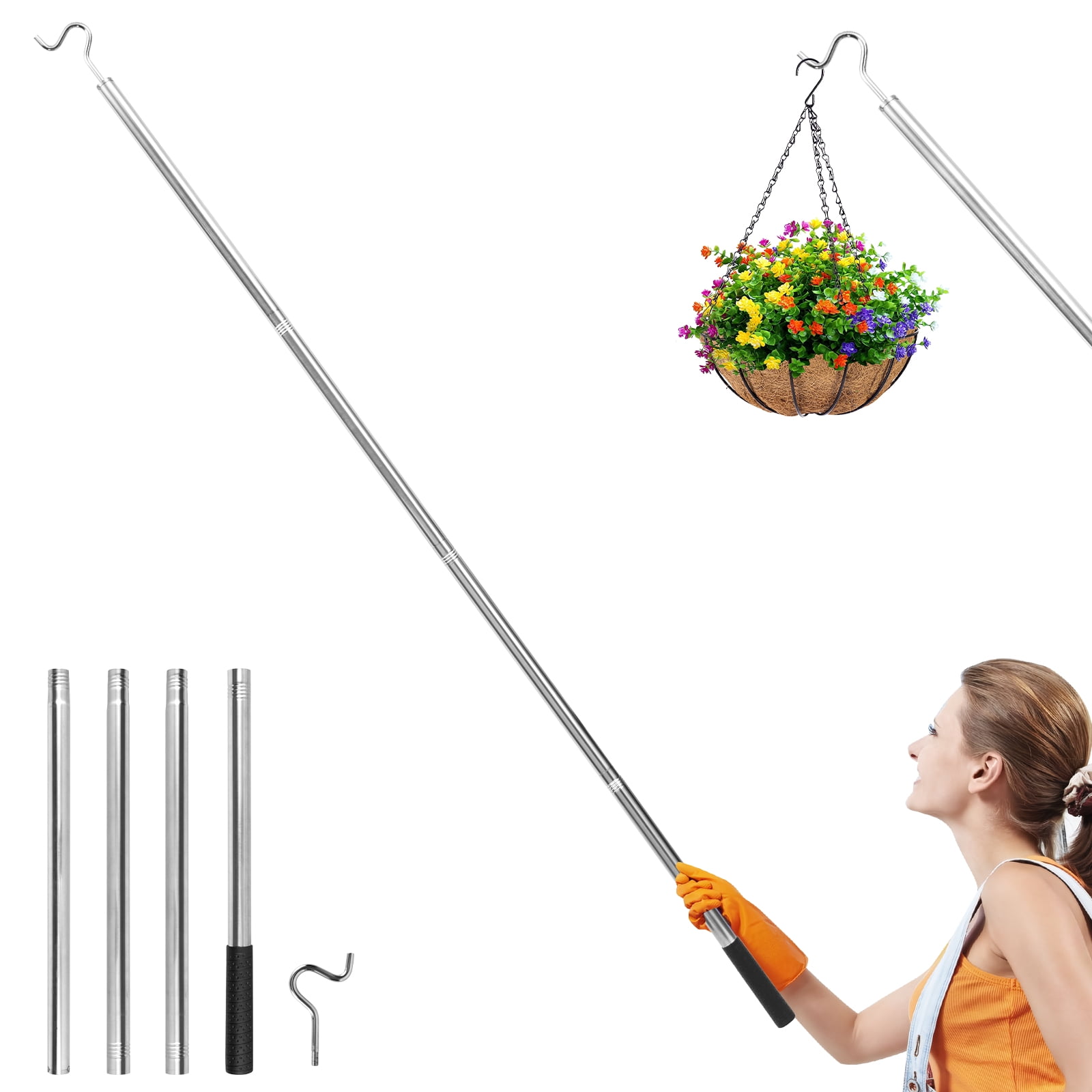 Wardrobe Hook Pole Detachable High Reach Garment Hook Refined Hanger ...