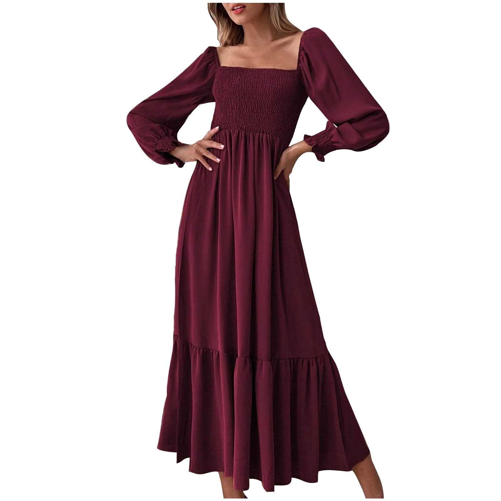 Wardrobe Must Have Wine Dresses High Discount Women's Fashion Long ...