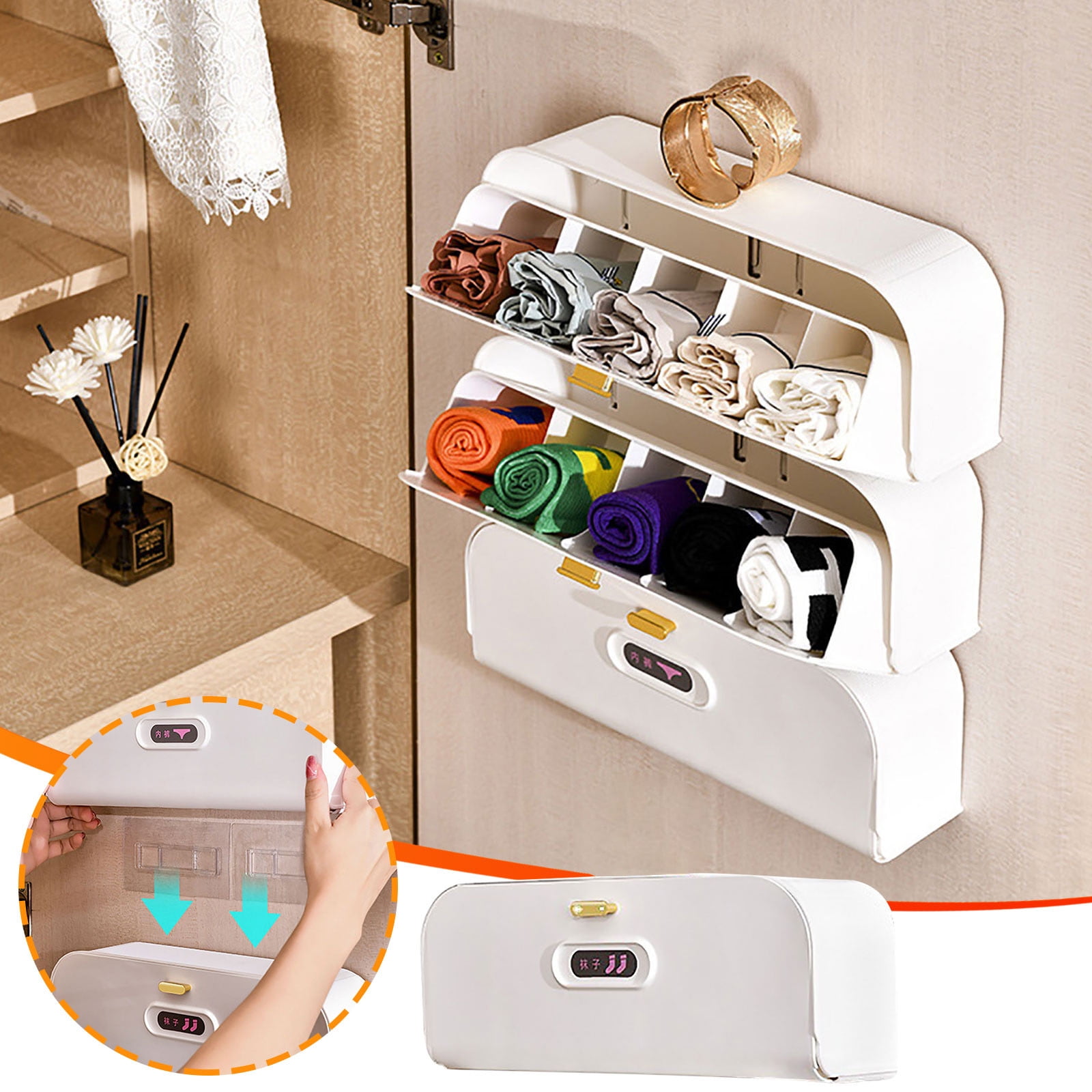 Wardrobe Side Hanging Underwear Combination Storage Box Fresh Multi ...