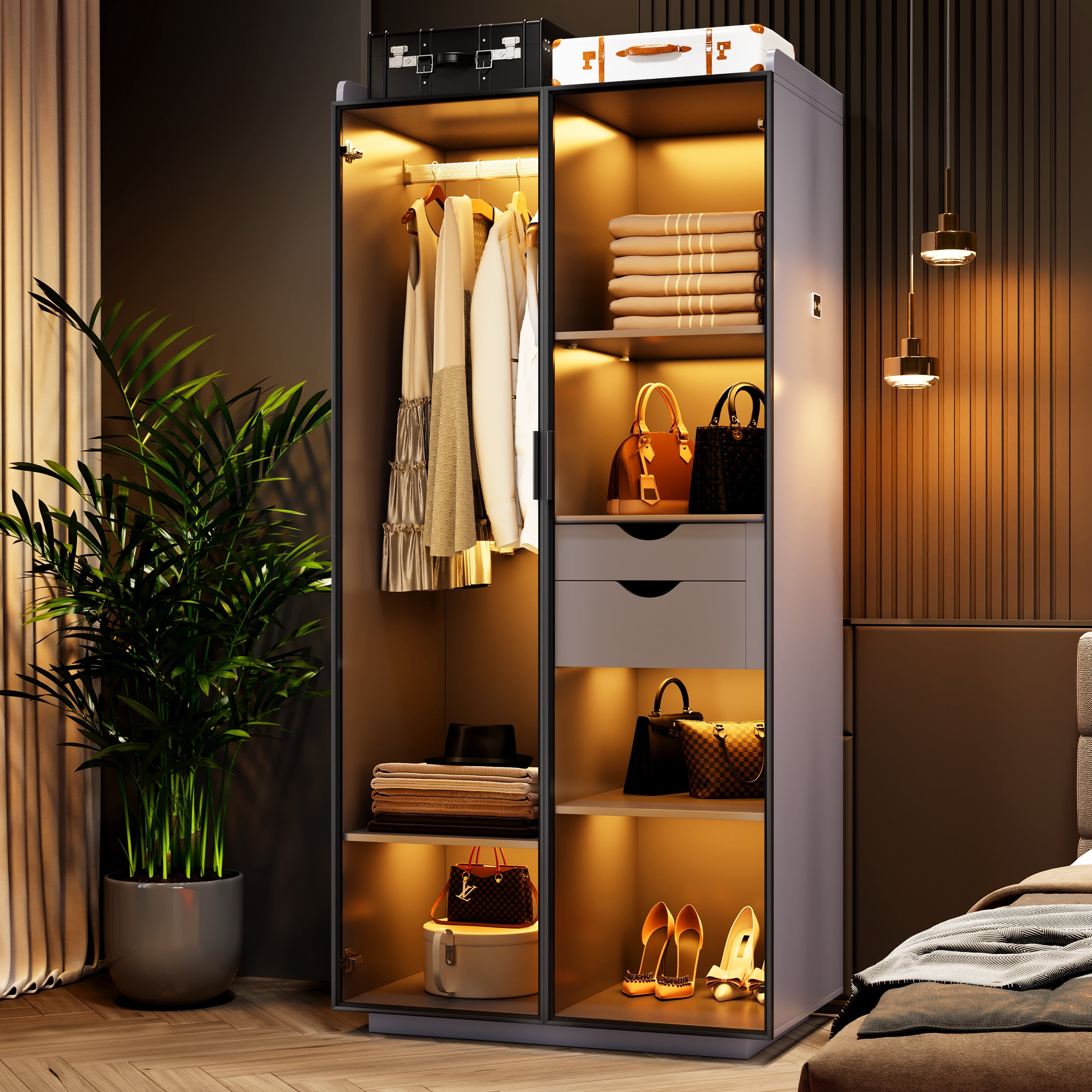 Wardrobe-Storage Cabinet With Human Sensor Design - Side Cabinet with ...