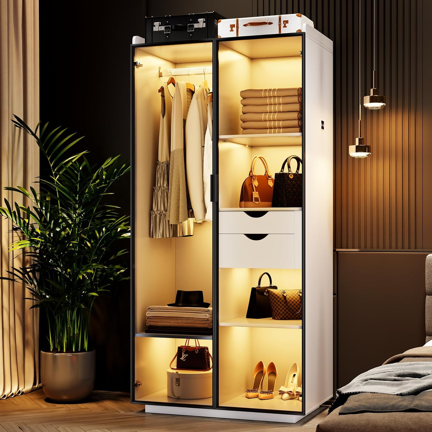 Wardrobe-Storage Cabinet With Human Sensor Design - Side Cabinet with ...