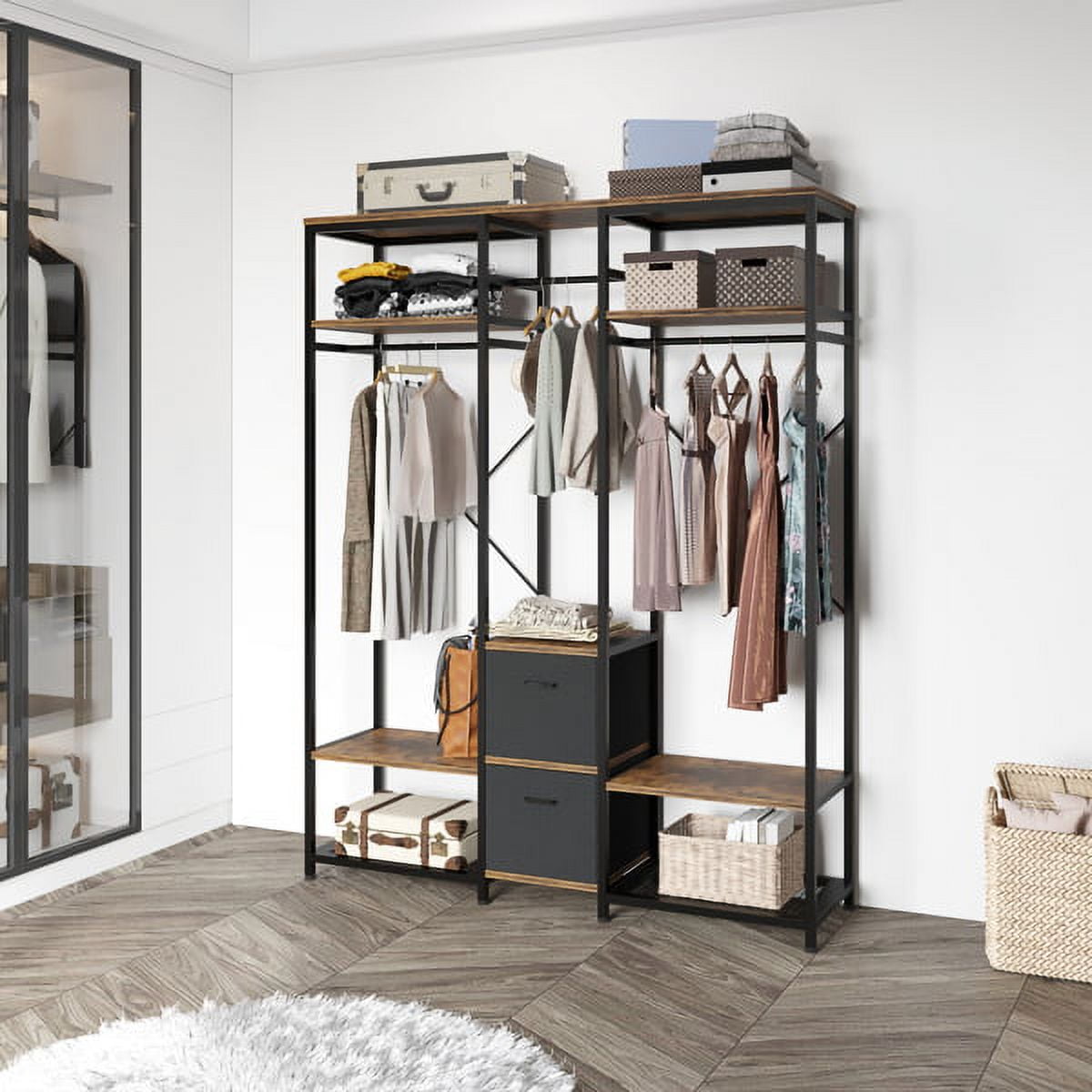 Wardrobe Storage Closet, Heavy Duty Clothing Racks for Hanging Clothes ...