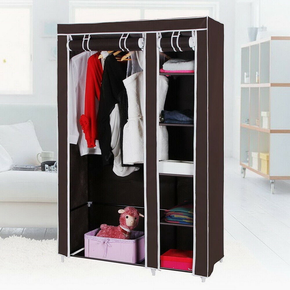 Wardrobe Storage Closet Portable Clothes Standing Shelves Organizer Non ...