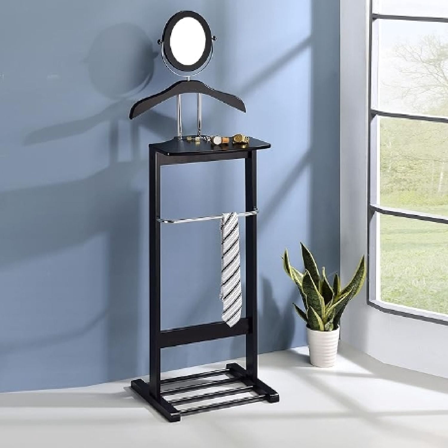 Wardrobe Wood Suit Valet Stand, Clothes Trouser Bar Rack, Tie, Belt ...