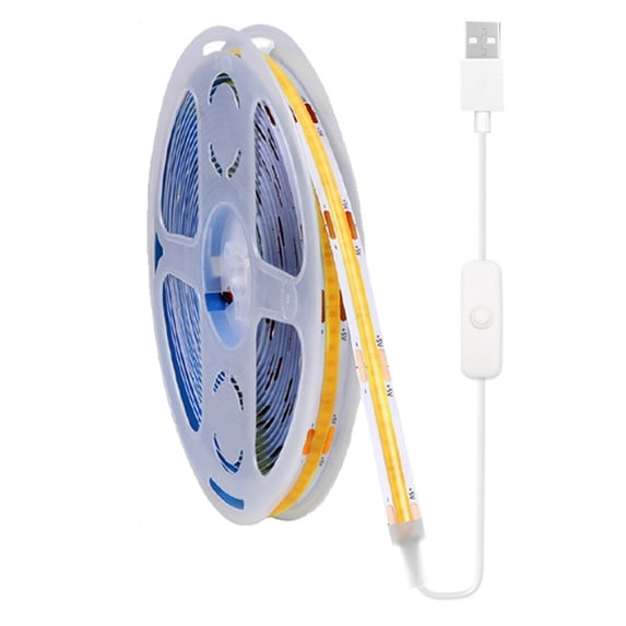 Wardrobe and Cabinet LED Strip Light - 5m Silicone COB, Flexible USB 5V ...