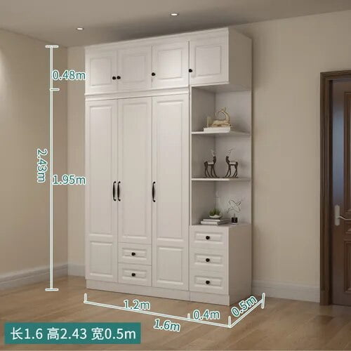 Wardrobe and Top Cabinet Simple Modern Economical Plate-Type White ...
