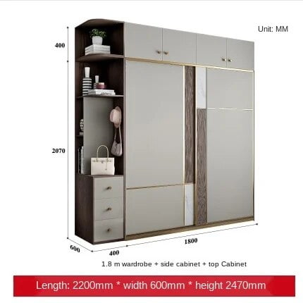 Wardrobe bedroom sliding door Modern minimalist cabinet combination ...