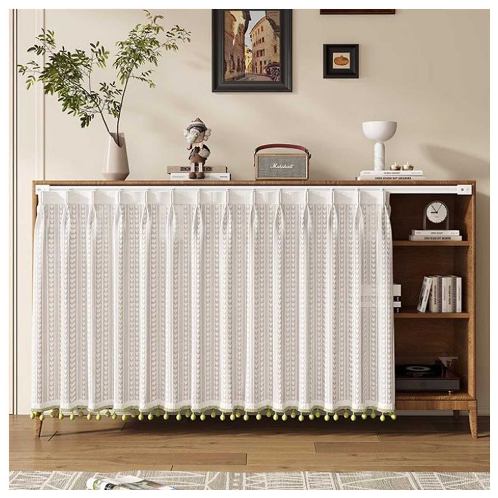 Wardrobe privacy curtain, self-adhesive sliding rail type, washable ...