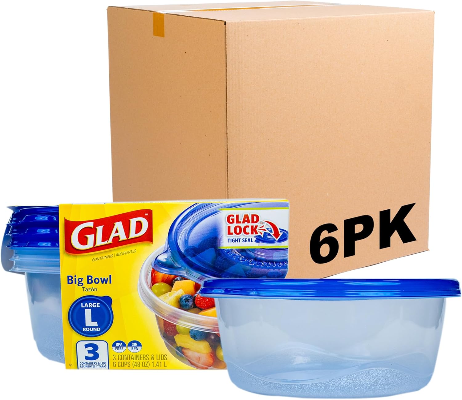 Ware Big Bowl Food Storage Containers, Large Round Bowl Holds 48 Ounces ...