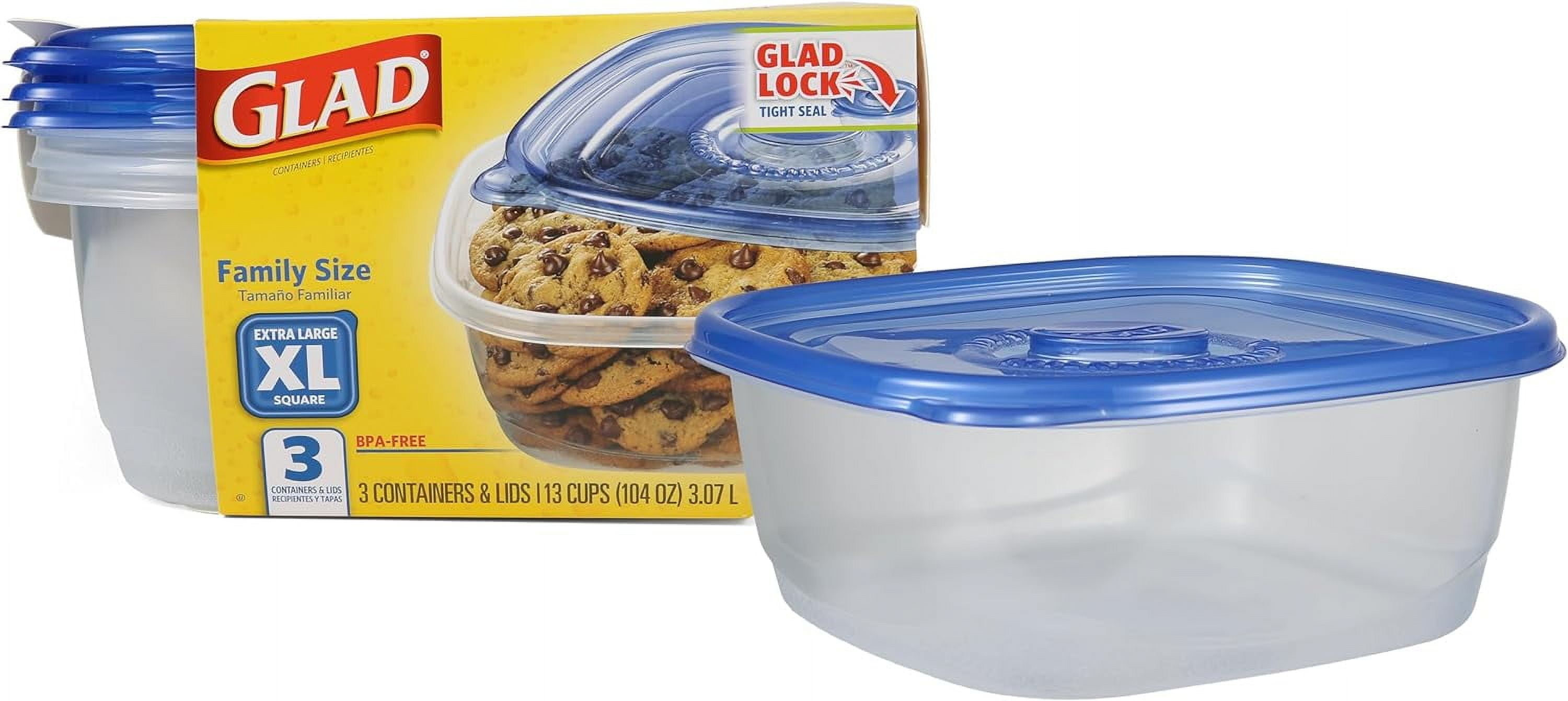 Ware Family Size Food Storage Containers, XL | Large Square Food ...