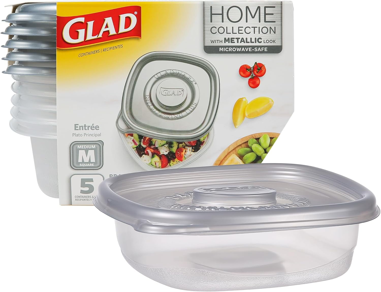 Ware Home Entree Food Storage Containers, Medium Square Holds 25 Ounces ...