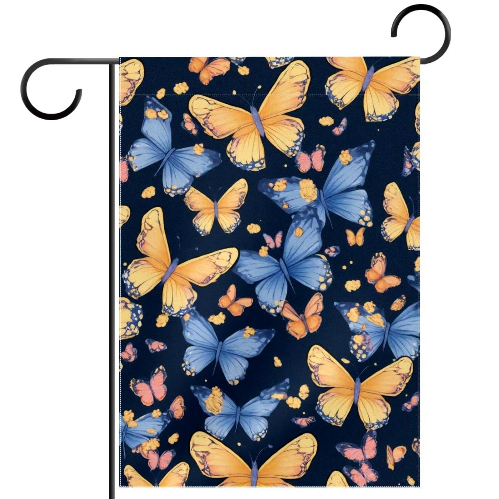 Warecolor Yellow and Blue Butterflies Pattern Decorative Garden Flag ...