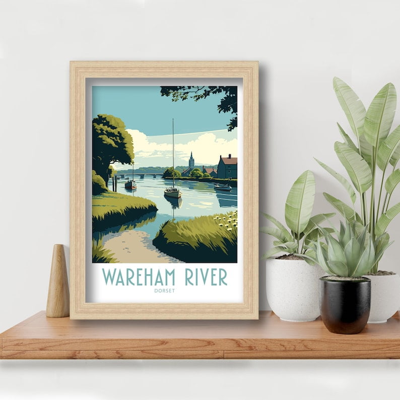 Wareham River Dorset Wall Art Print, Wareham River Travel Poster ...