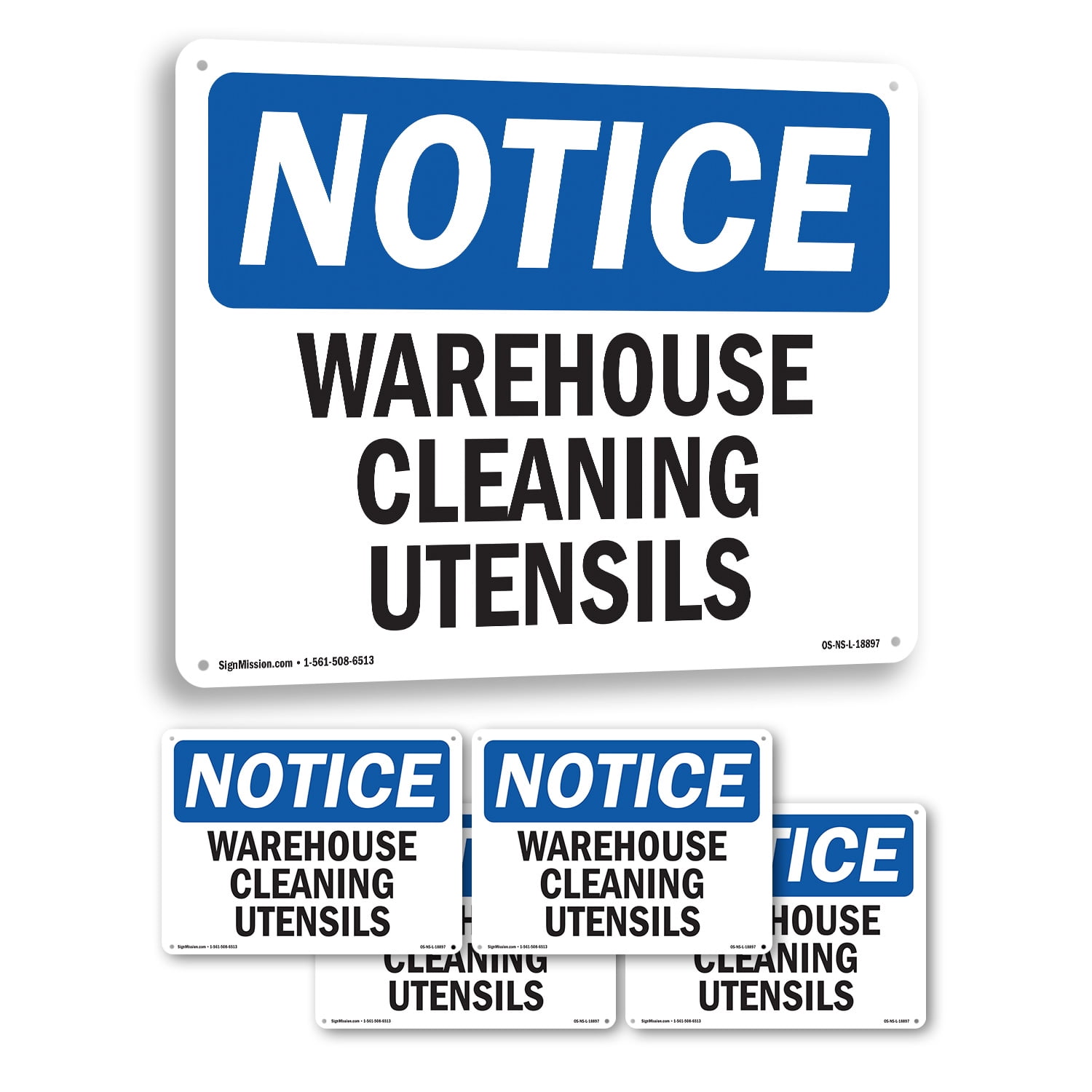 Warehouse Cleaning Utensils OSHA Notice Rigid Plastic Sign 24 Inch x 18 ...