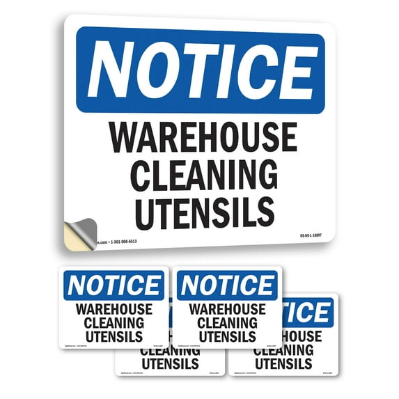 Warehouse Cleaning Utensils OSHA Notice Vinyl Decal Label 5 Inch x 3.5 ...