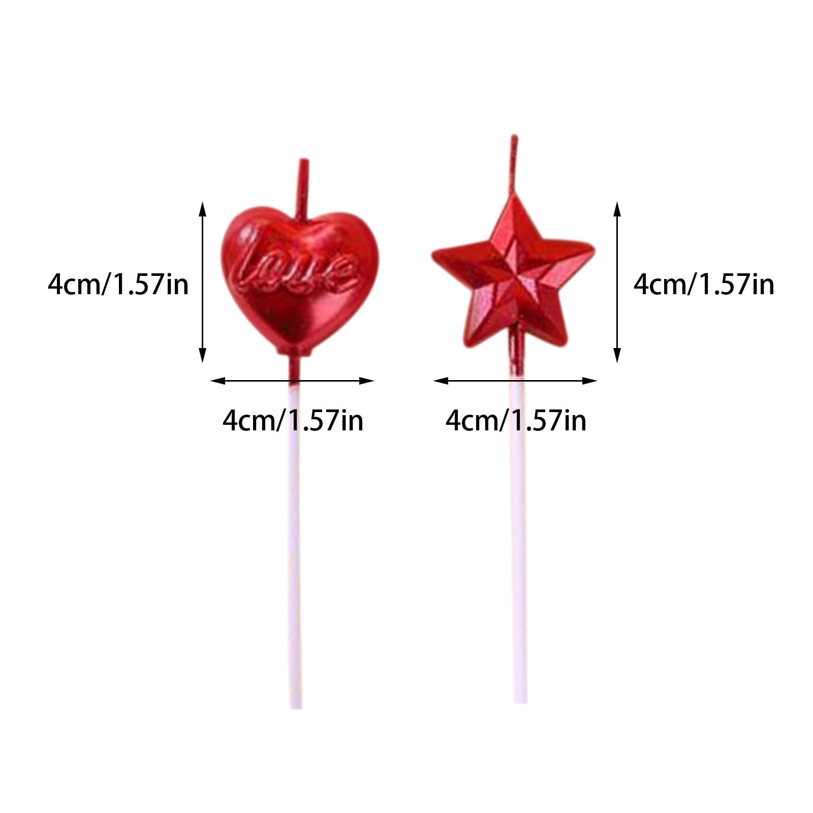 Warehouse Clearance 4 Cute Heart Shaped and Star Birthday Candles Multi ...