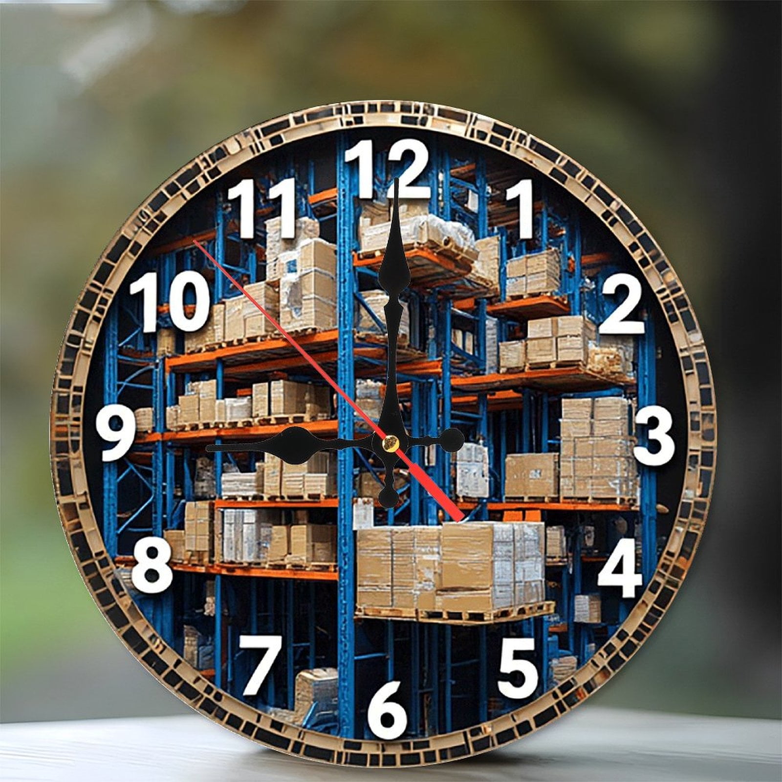 Warehouse Clock Wall Clock Cargo Clock Logistics Clock 10-Inch Silent Wooden Wall Clock, Battery ...
