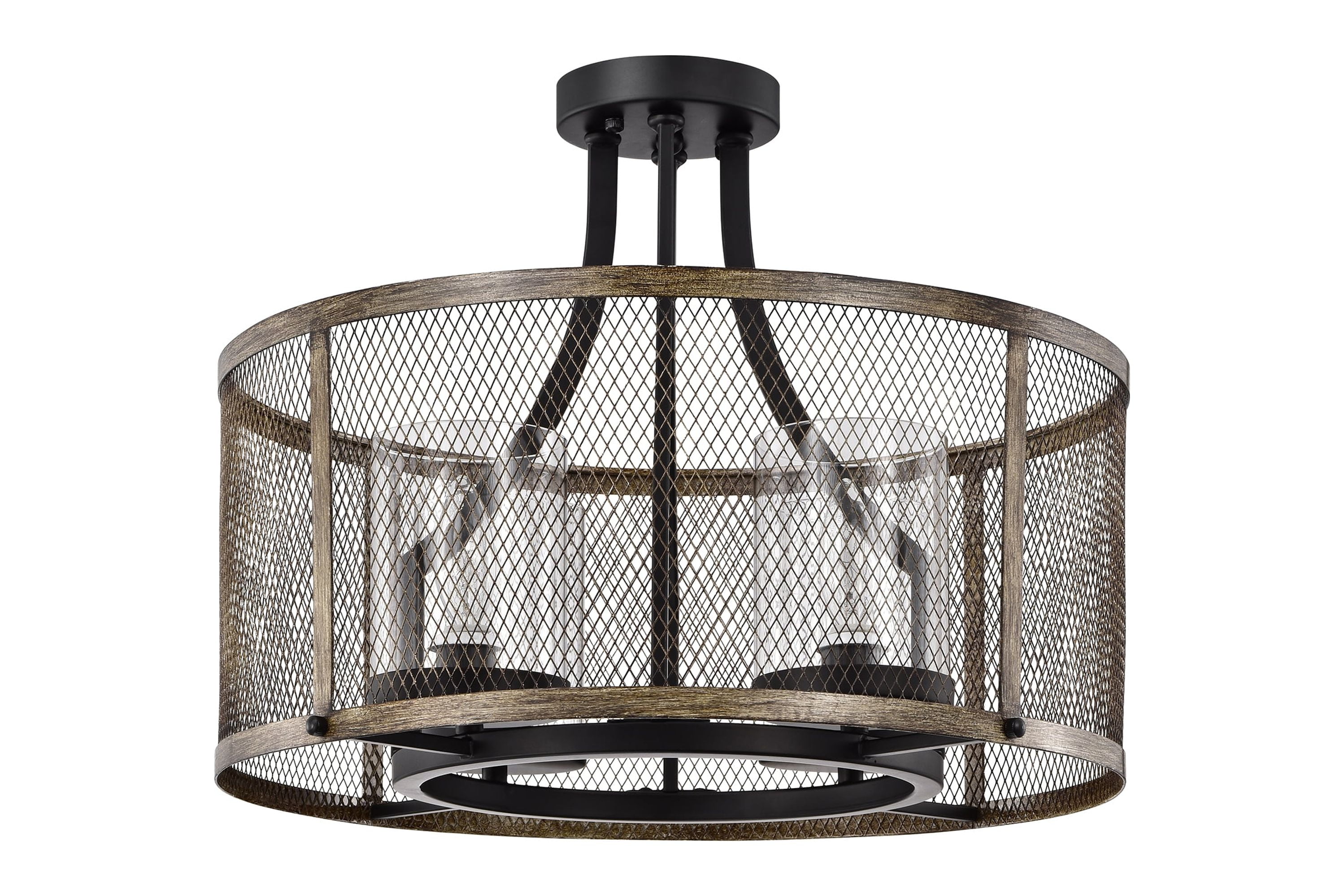 Warehouse of Tiffany Adrian Semi-Flush Mount 4-Light Metal Mesh Drum ...