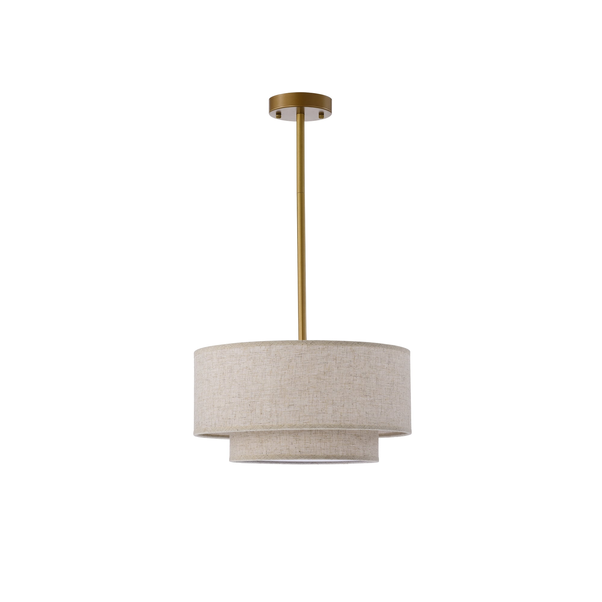 Warehouse of Tiffany Alena Matte Gold 3-Light Two-Tier Fabric Drum Shade Chandelier - Walmart.com
