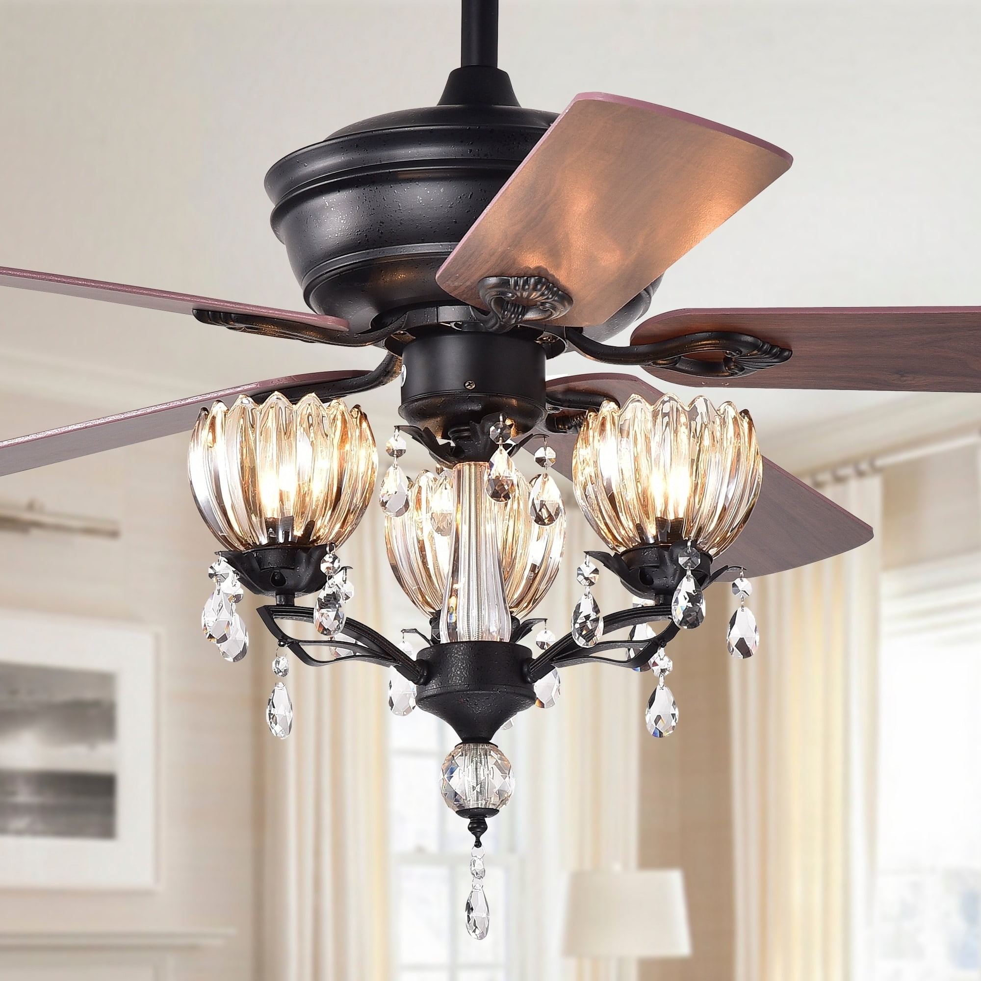 Warehouse of Tiffany CFL-8394REMO/BL Garlow 52 in. 3-Light Indoor Black ...