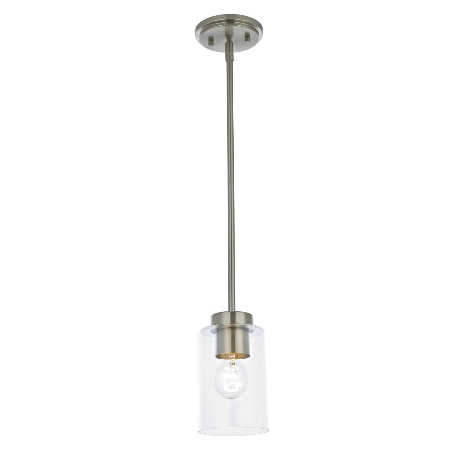 Warehouse of Tiffany Cameron Brushed Nickel 1-Light Metal Pendant Light ...