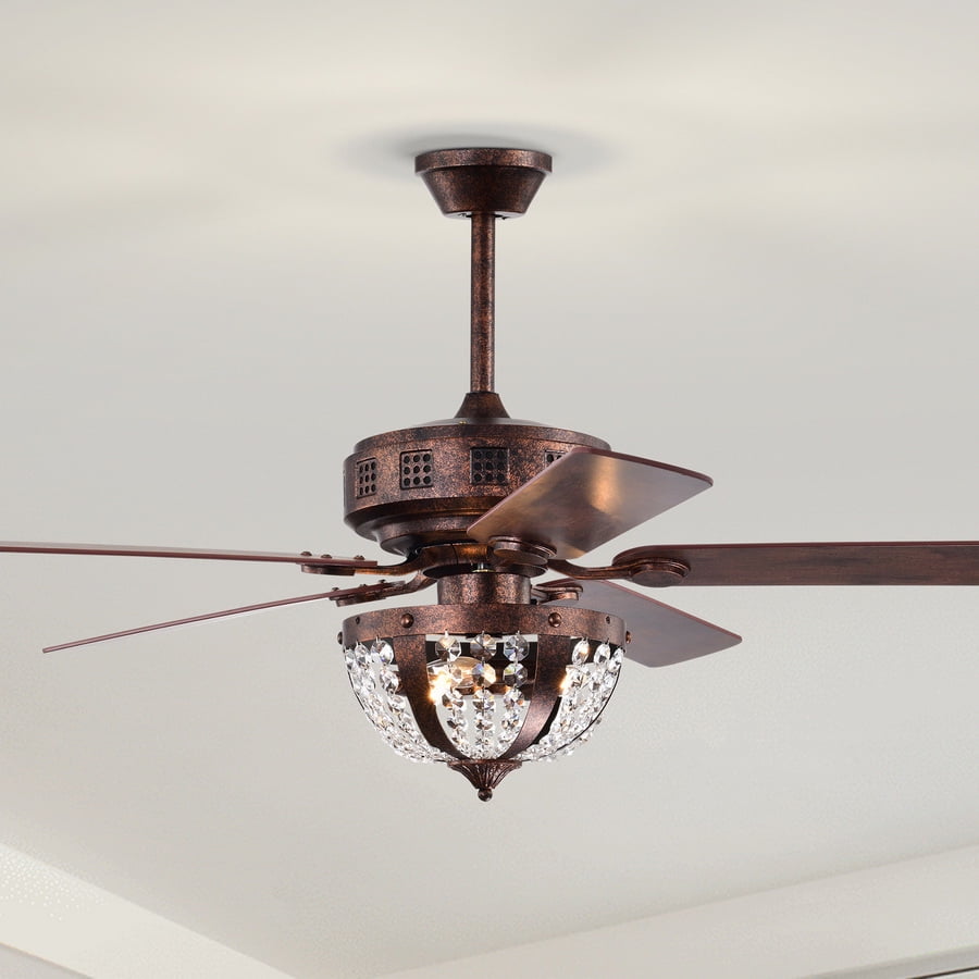 Chandler 52 in. 3-Light Indoor Antique Copper Finish Ceiling Fan with ...