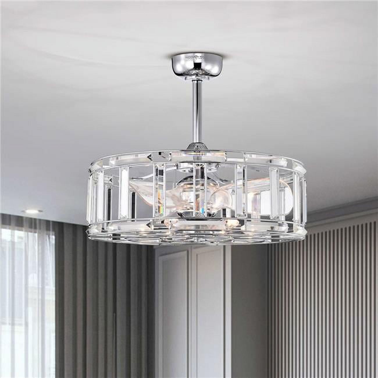 Luna 25 in. 6-Light Indoor Chrome Finish Ceiling Fan with Light Kit ...