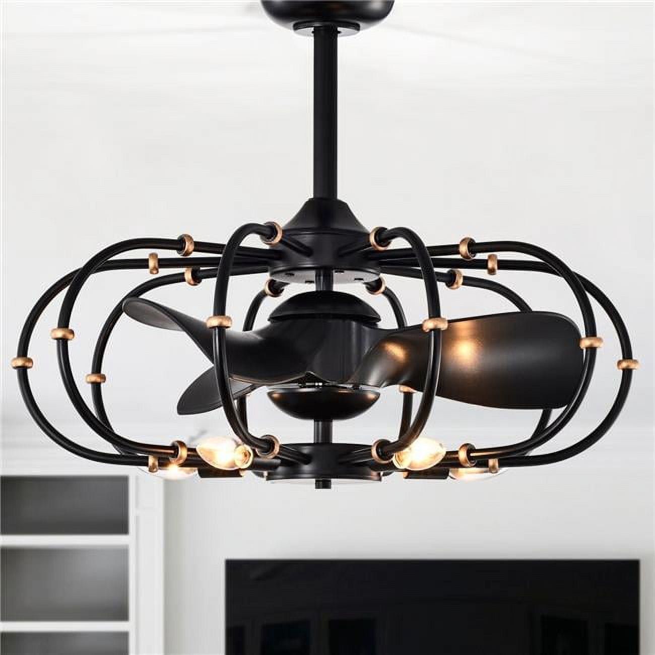 Mill 26 in. 5-Light Indoor Matte Black Finish Ceiling Fan with Light ...