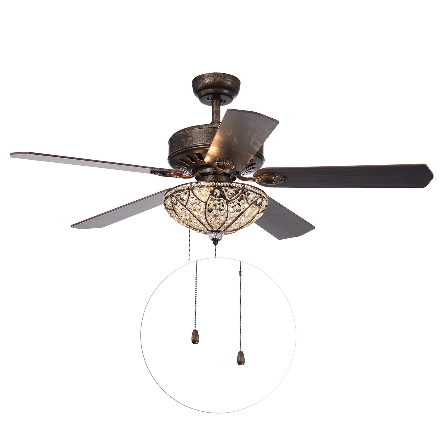 Warehouse of Tiffany Gliska Rustic Bronze 5-blade Lighted Ceiling Fan ...