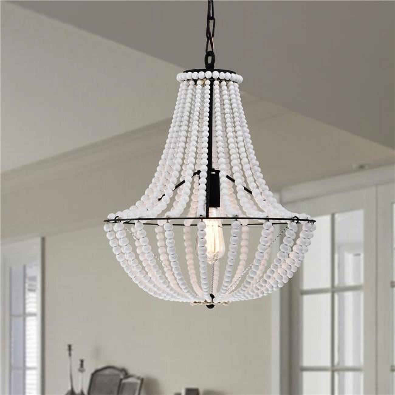 Roly 16 in. 1-Light Indoor White and Matte Black Finish Pendant with ...