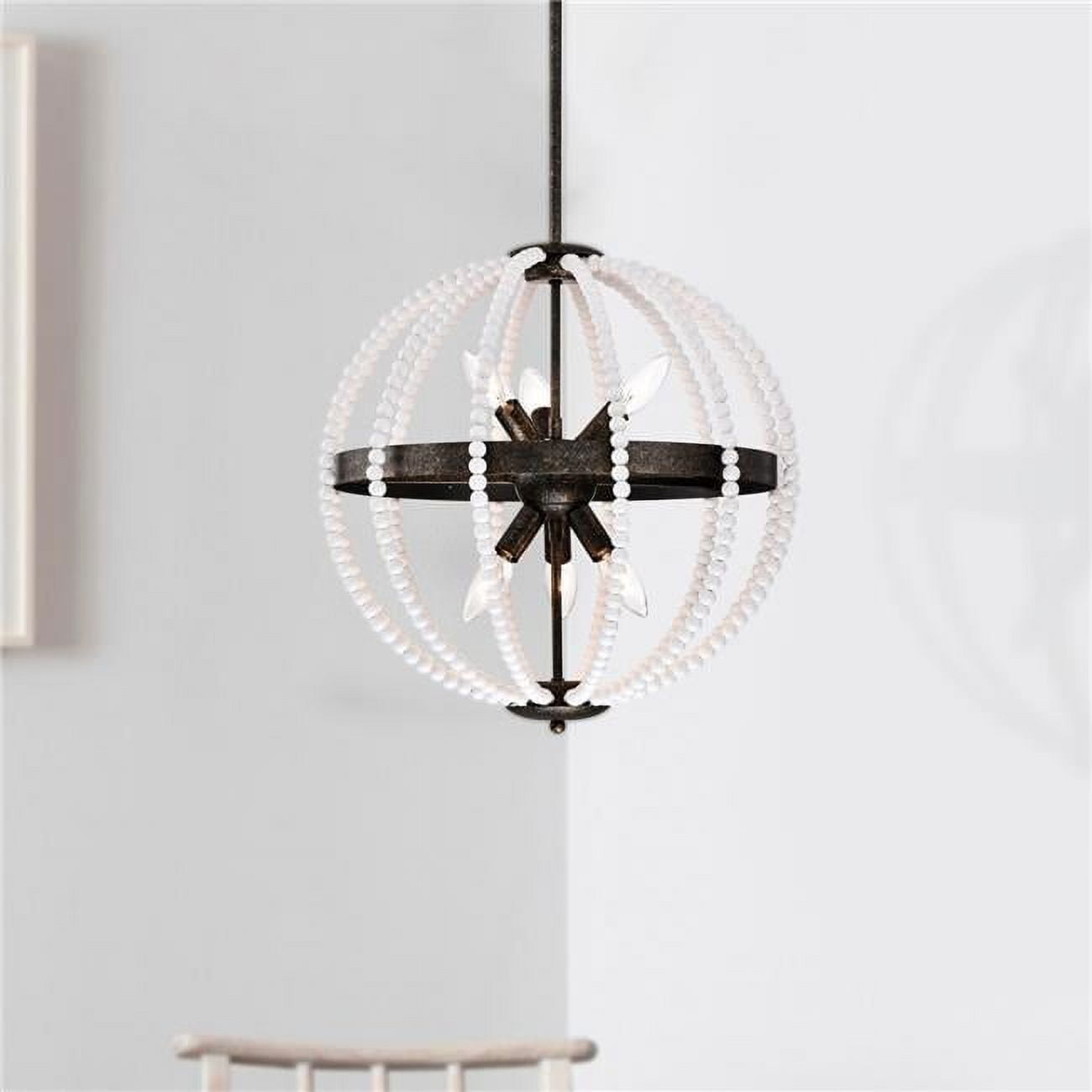 Cary 19 in. 6-Light Indoor White and Rustic Black Finish Chandelier ...