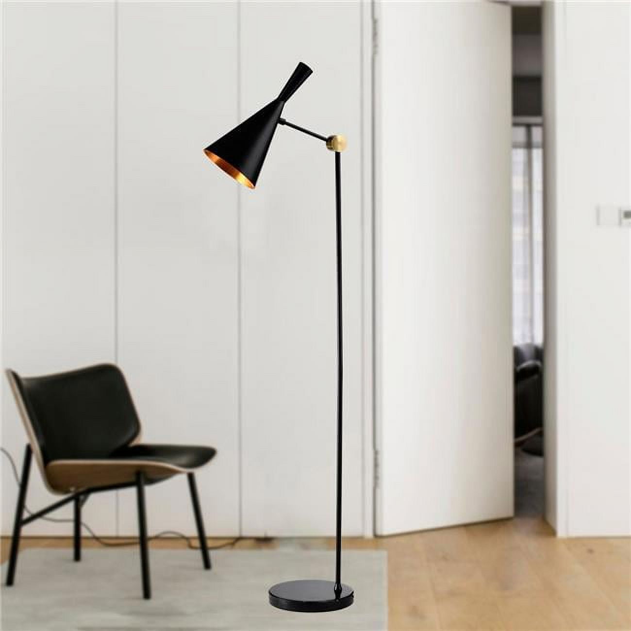 Milena 18 in. 1-Light Indoor Matte Black Finish Floor Lamp with Light ...