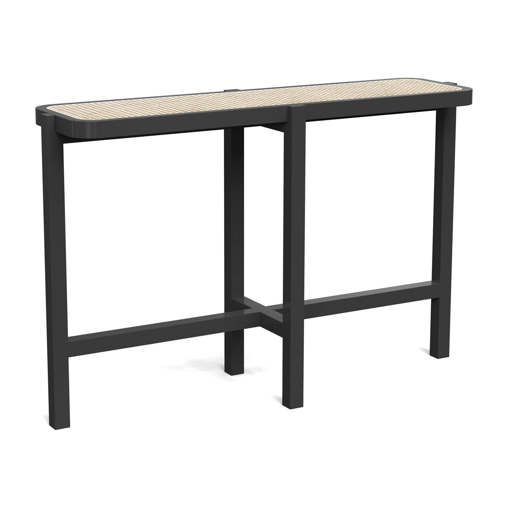 Warehouse of Tiffany Marsie Wood and Rattan 48-inch Console Table Black ...