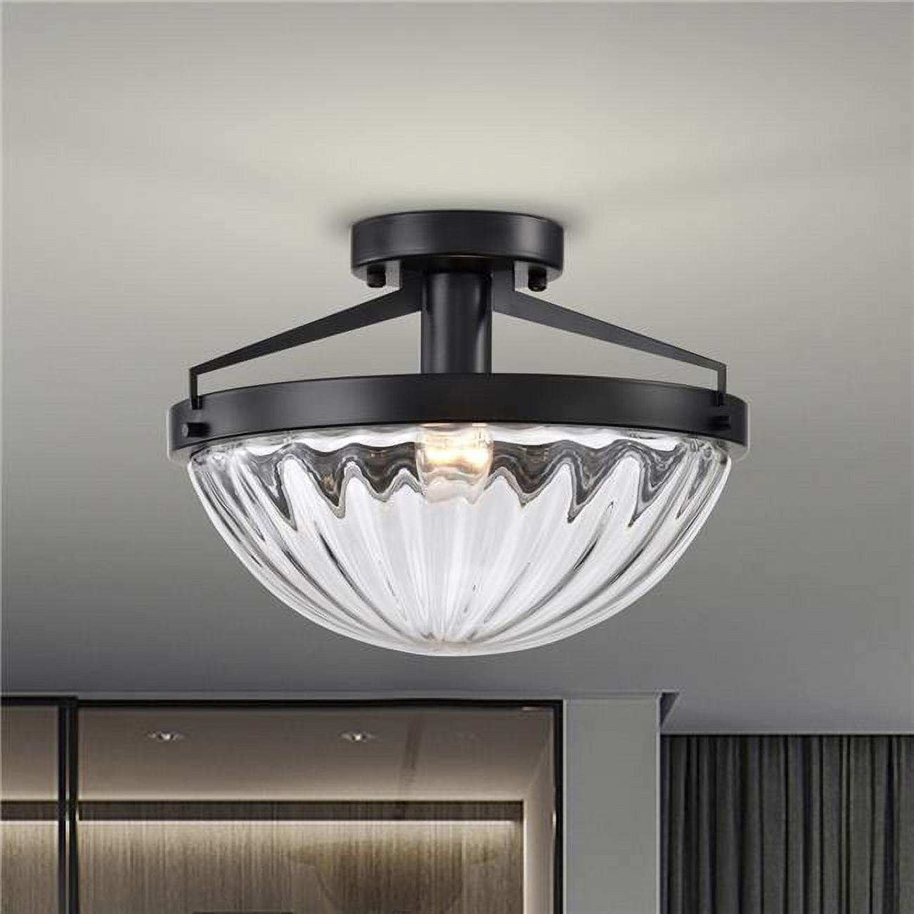 Warehouse of Tiffany Pope 12 Inch Testure Glass Semi Flush Mount with 1 ...