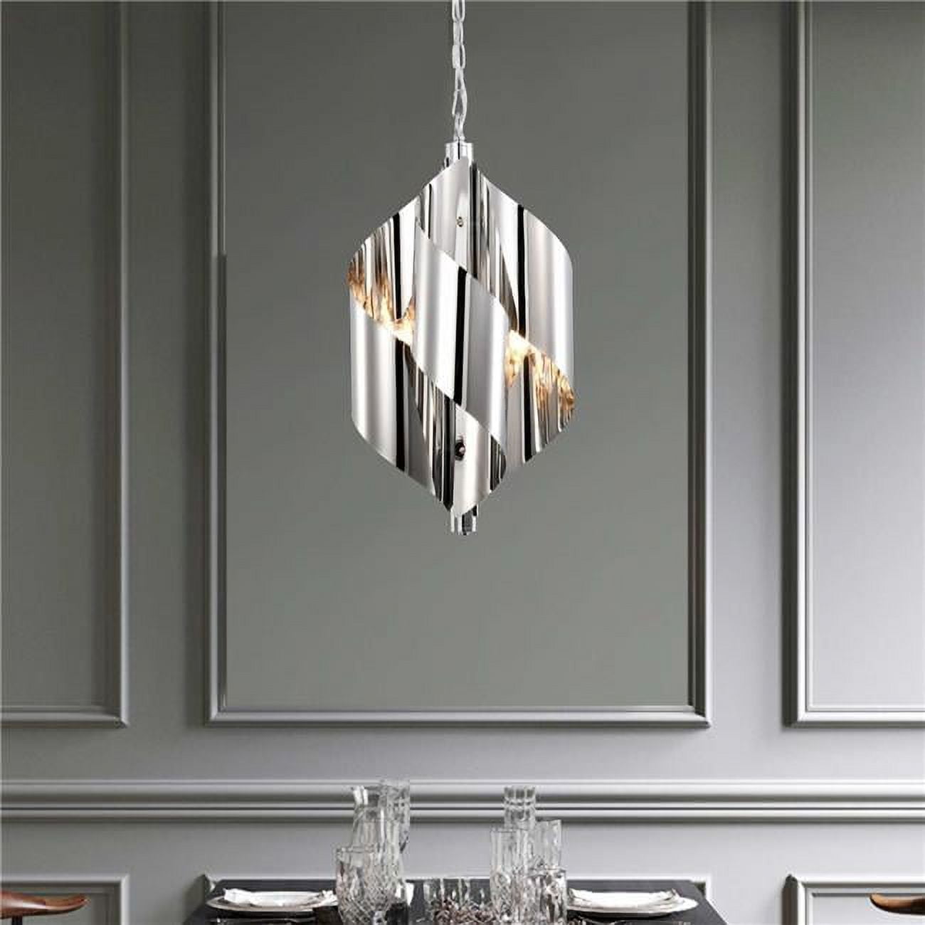Ruzha 12 in. 4-Light Indoor Chrome and Silver Finish Pendant Light with ...