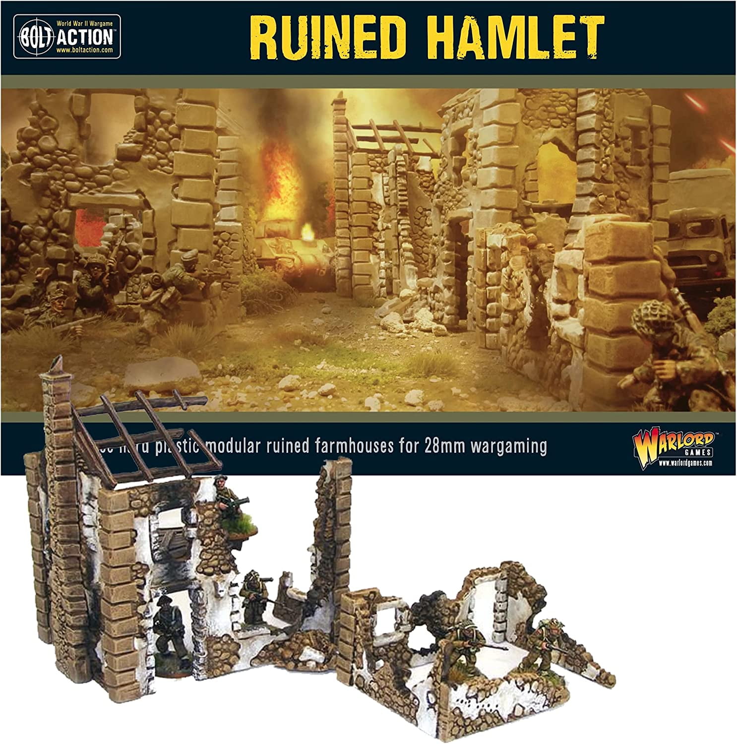Wargames Delivered - Ruined Hamlet 28mm Miniatures - Action Figures Includes 3 Ruined Versatile ...