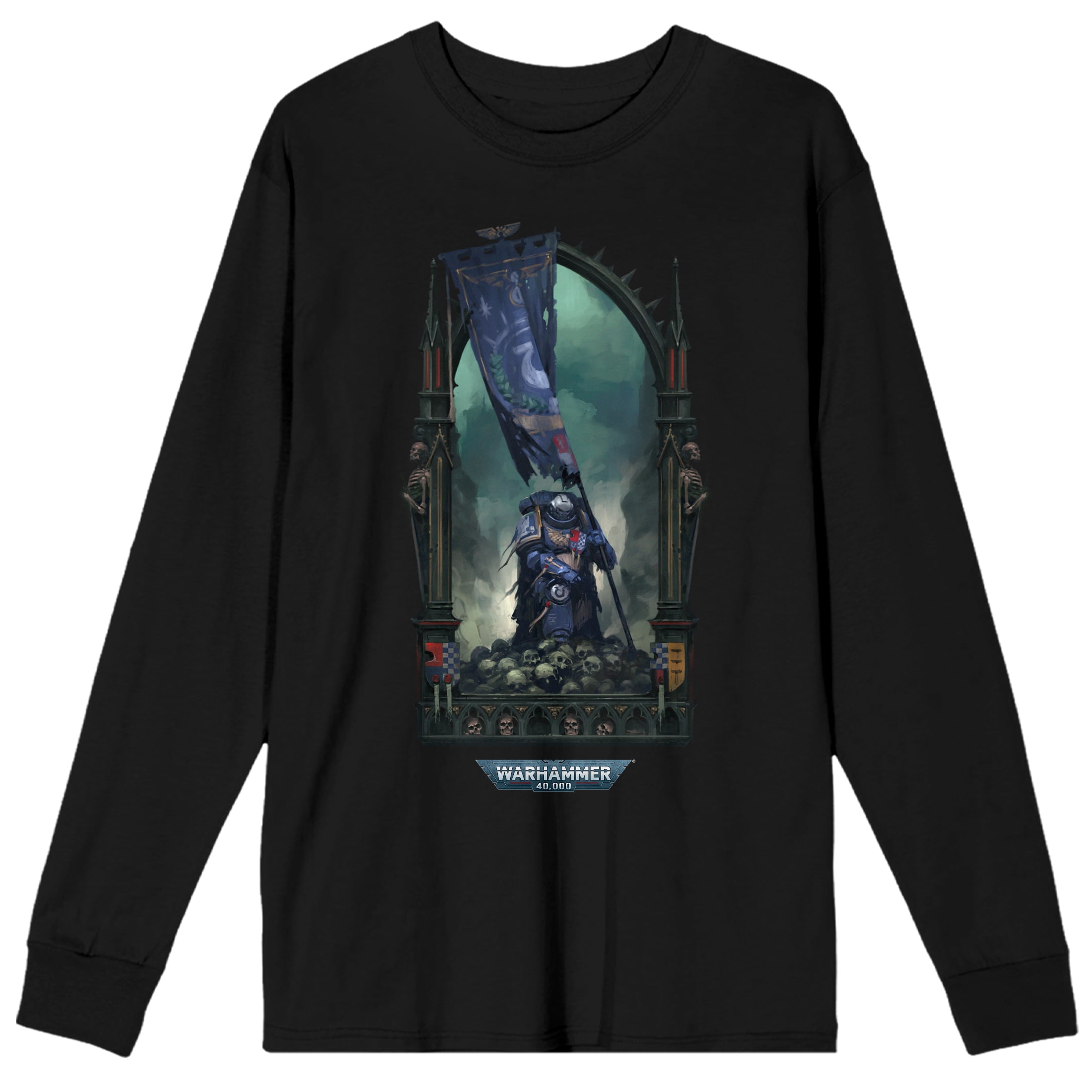 Warhammer 40000 Space Marine Men's Black Long Sleeve Shirt-Medium ...
