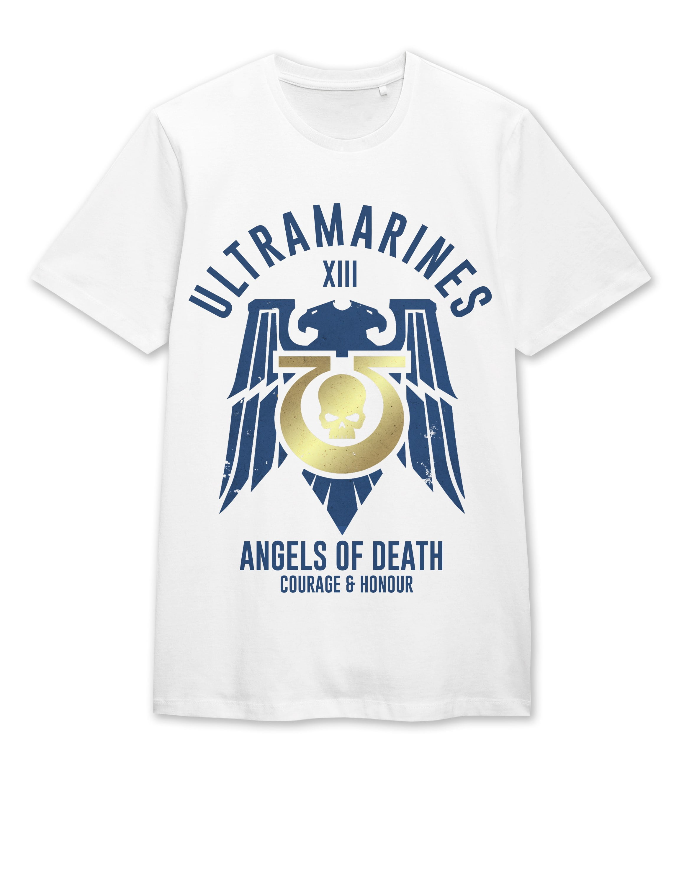 Warhammer 40000 Ultramarines Emblem Crew Neck Short Sleeve Men's White ...
