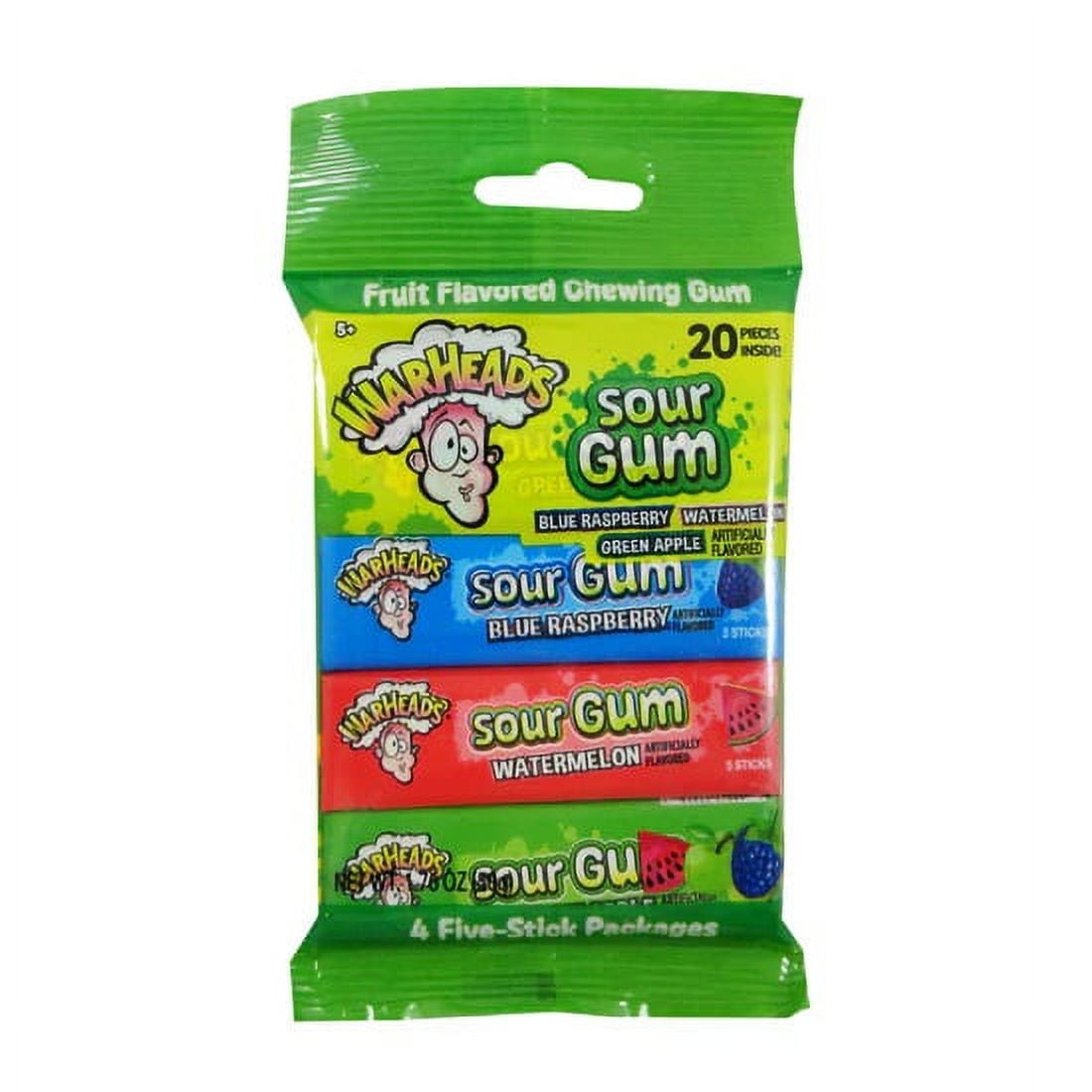 Warheads Assorted Sour Gum, 4 Five-Stick Packages - 10 Count Display ...