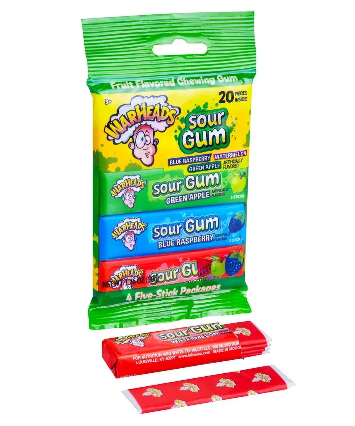 Warheads Assorted Sour Gum, 4 Five-Stick Packages - Walmart.com