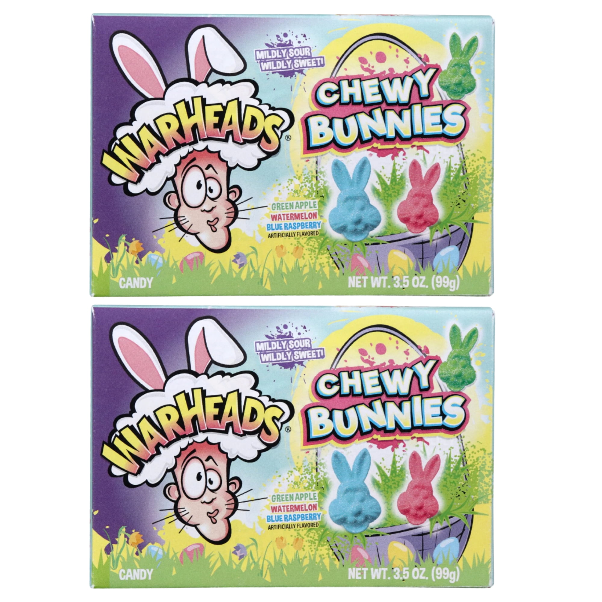 Warheads Easter Bunny Shaped Chewy Candies, 3.5 oz. Theater Box Sweet ...