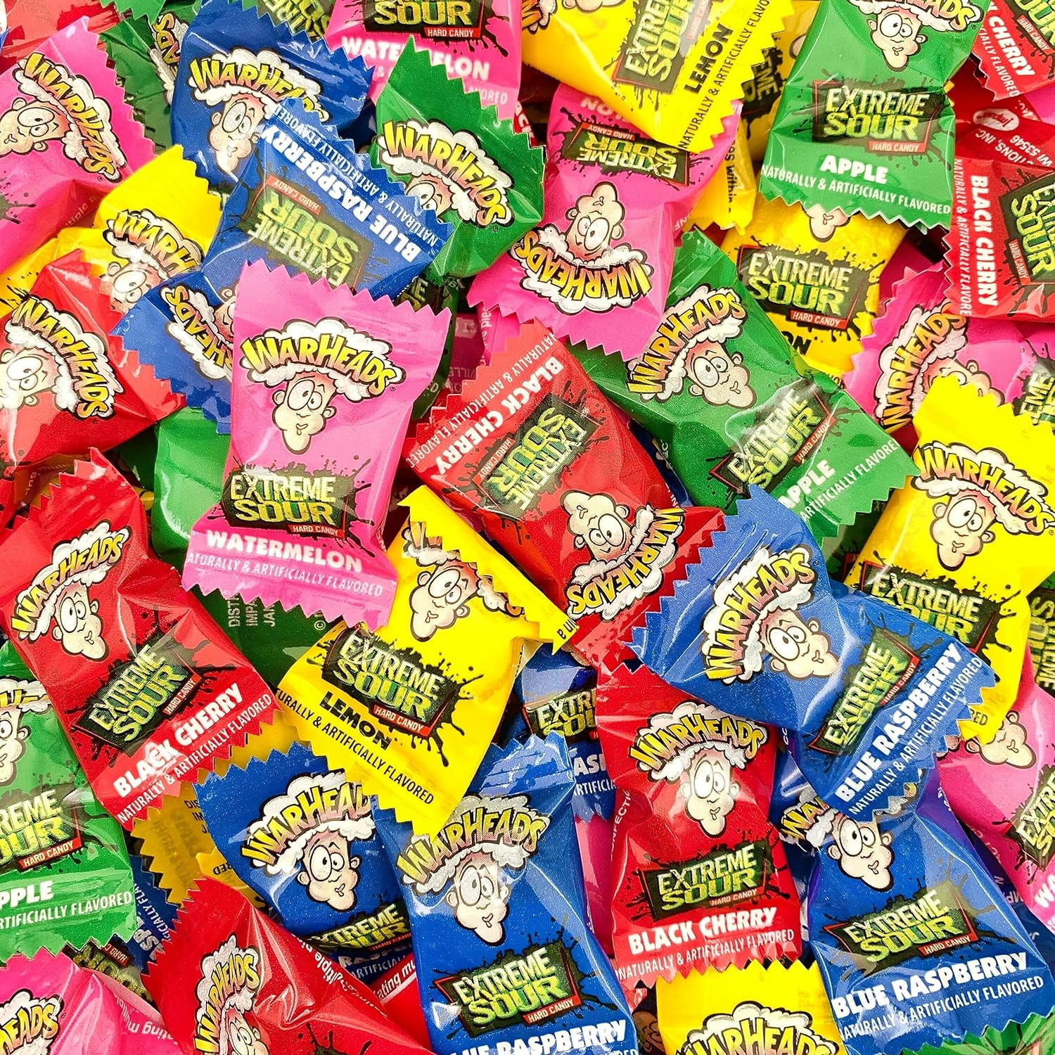 Warheads Extreme Sour Hard Candy Assorted Flavors Bulk (1 Pound Bag ...