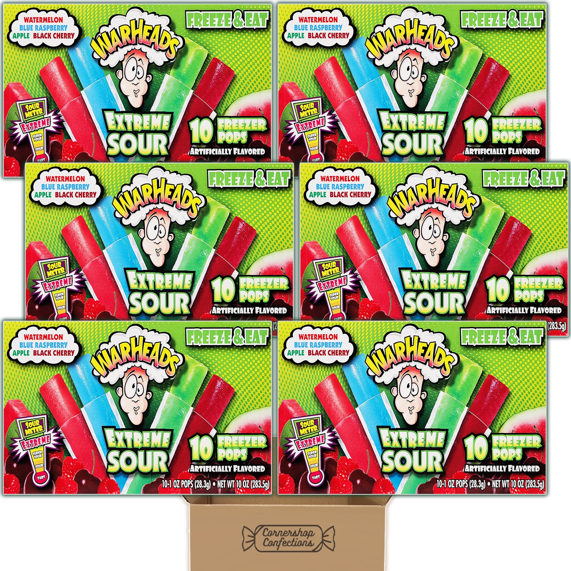 Warheads Freezer Pops 60 Count Assorted Variety Pack - 6 Boxes of 10 ...