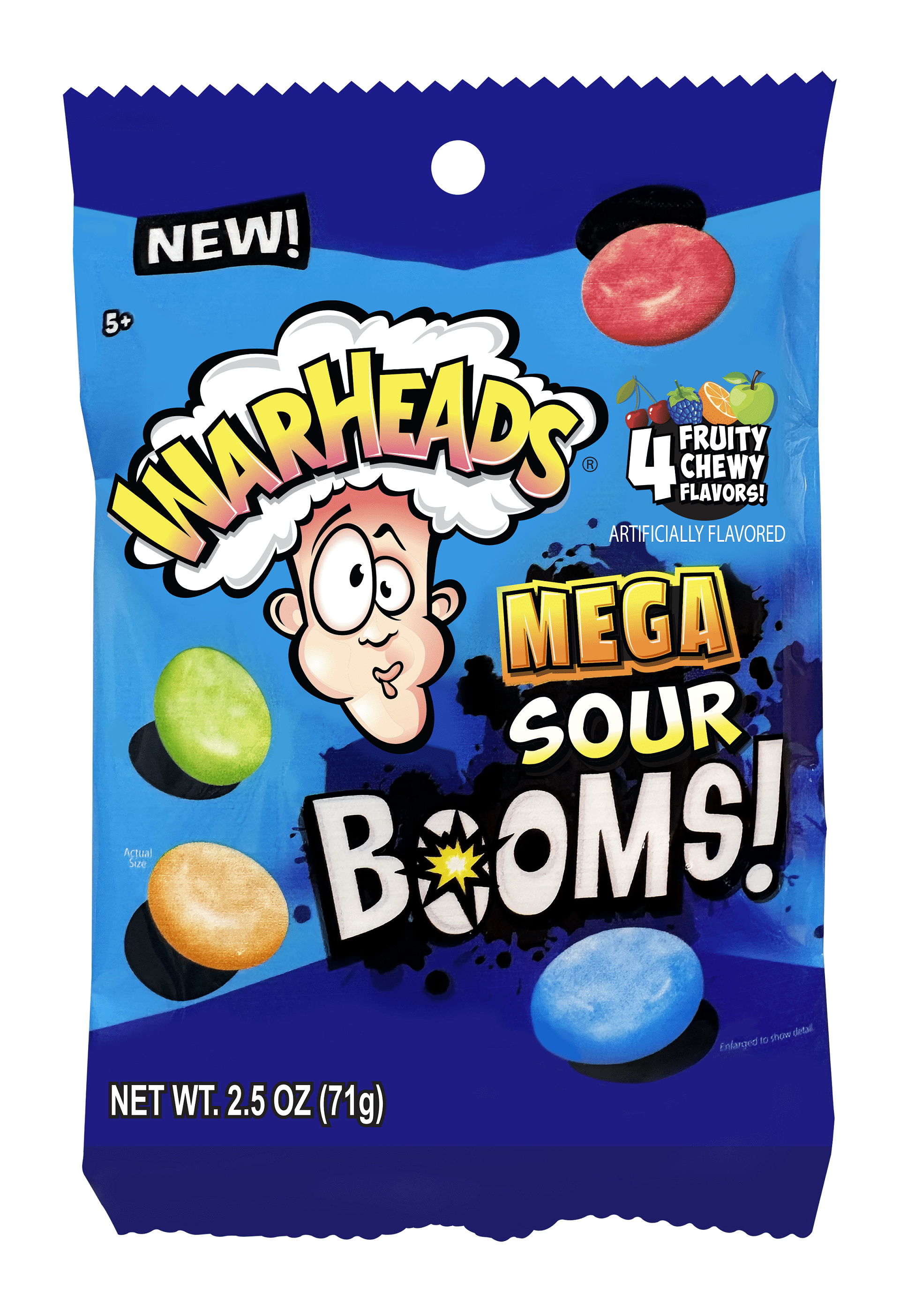 Warheads Mega Sour Booms! Chewy Candy, Sour-Dusted, 2.5 Oz - 12 Count ...
