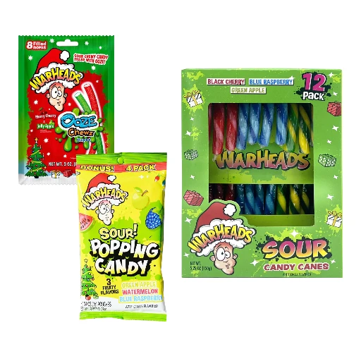 Warheads Sour Candy Bundle – Canes, Ropes & Popping Candy, 3 Pack ...