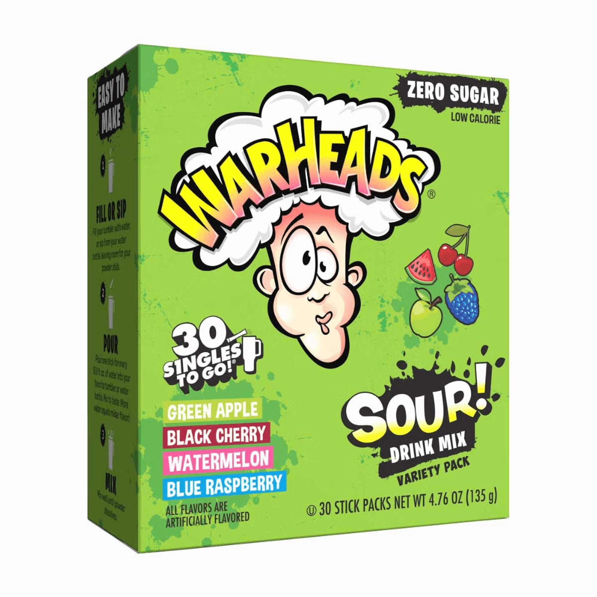Warheads Sour Singles to Go Powdered Drink Mix Variety Pack, 30 Count ...